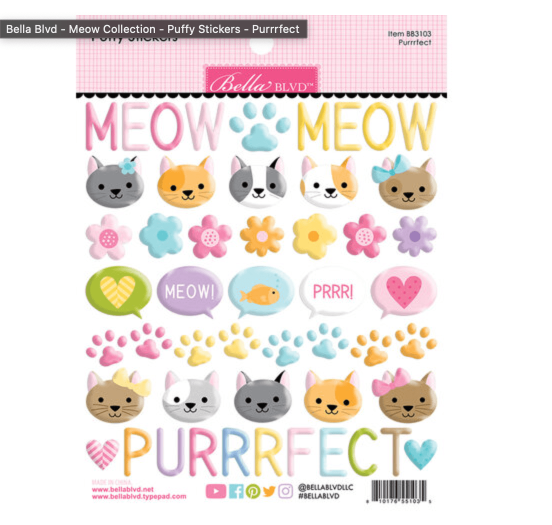 Puffy Stickers – Meow – Bella BLVD – Maris Memories